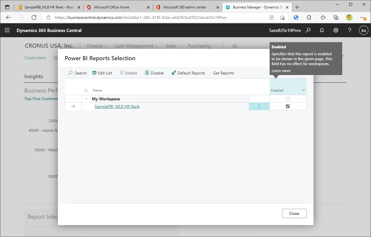 Power BI Workspaces are fully available in Business Central Role-Center ...
