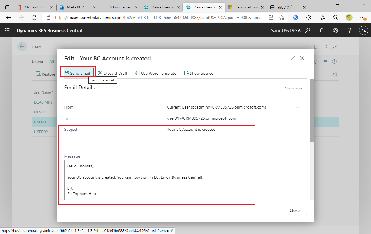 Send mail entities using word templates as body or attachment #1 | IT長のネタ帳
