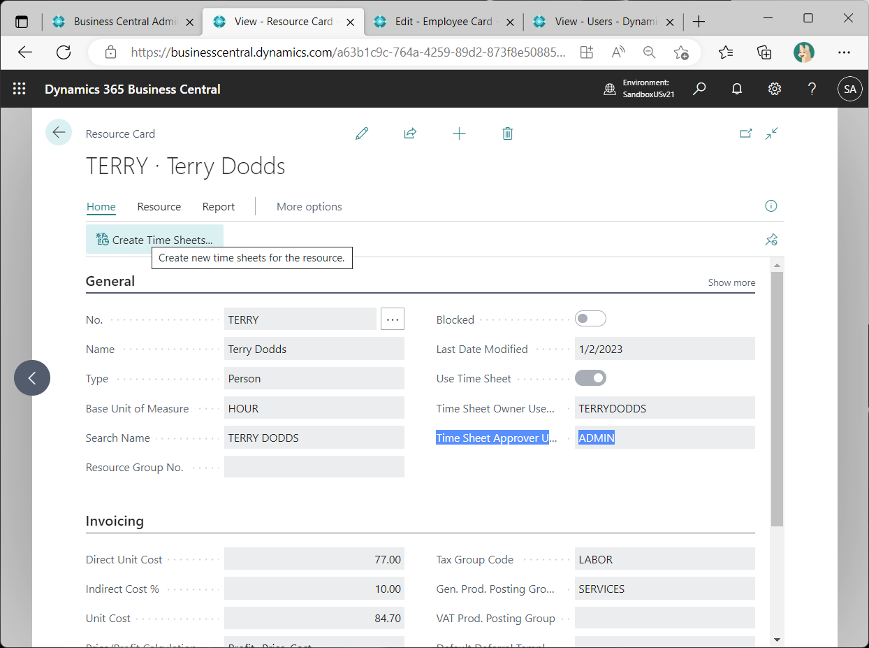 D365BC Time Sheetのデータ構造 | IT長のネタ帳